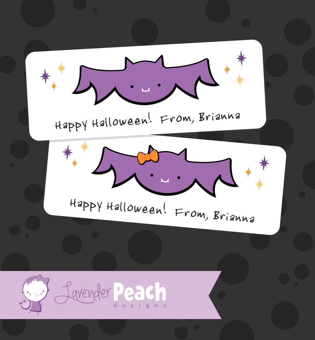 Personalized Halloween Bat Stickers - Cute Halloween Labels - Sheet of ...
