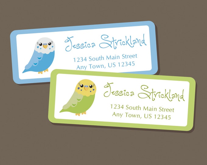 Budgie Address Labels, Bird Return Address Stickers, Parakeet ...