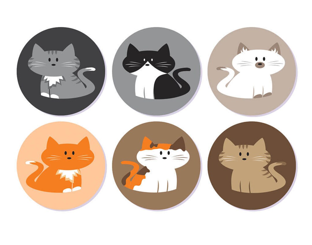 Cat Stickers, Cat Envelope Seals, Cat Labels, Cat Favor Stickers ...