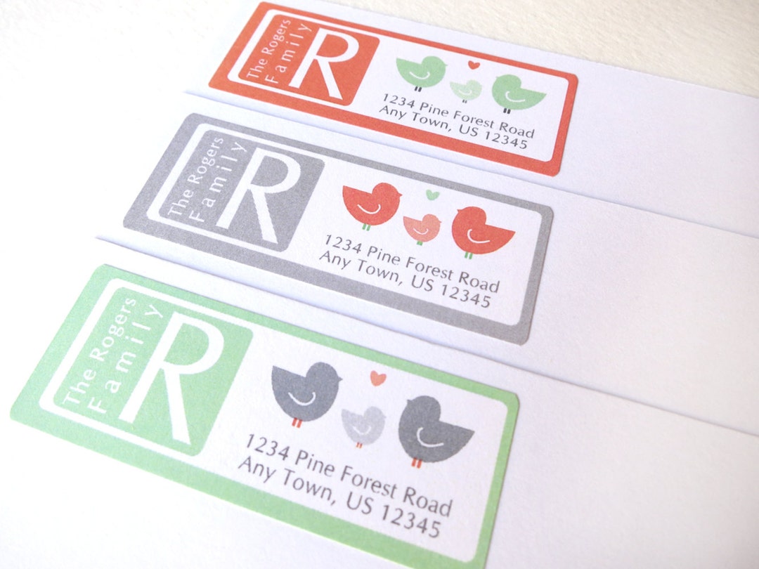 Bird Family Address Label Stickers, Monogram Labels, Return Address ...