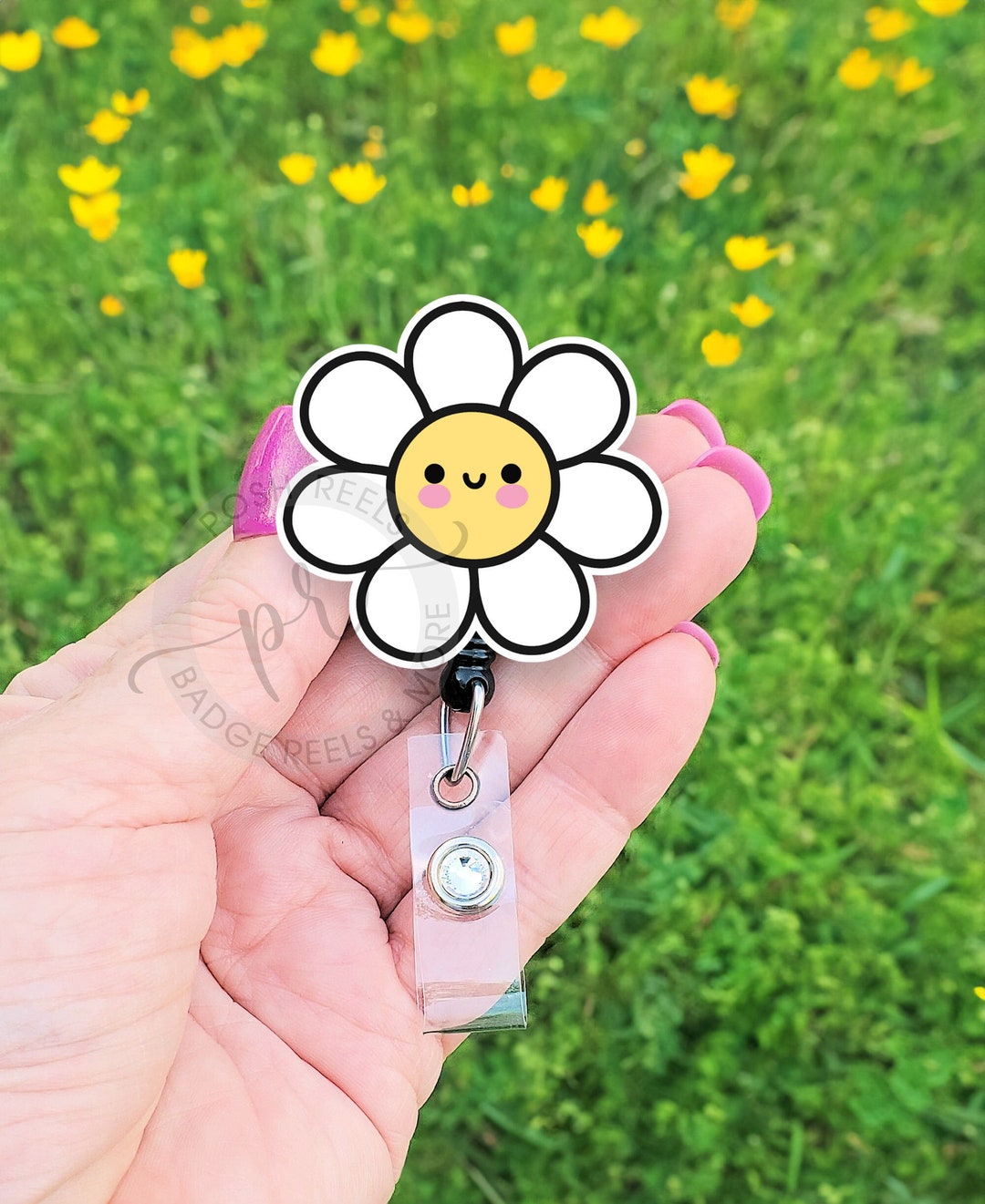 Cute Daisy Flower Badge Reel, Spring Badge Reel ID Holder, Handmade ...