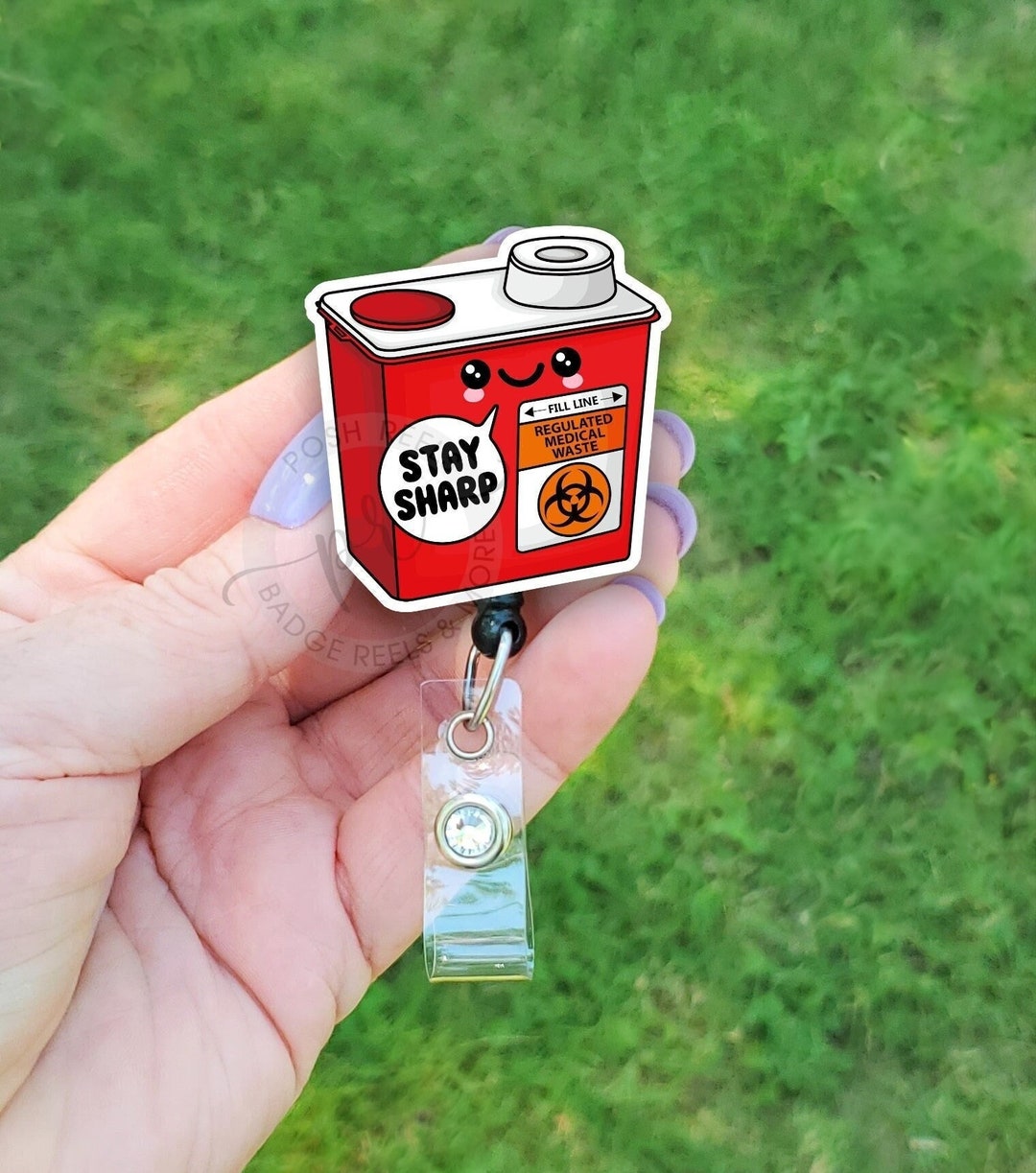 Funny Medical Badge Reel, Stay Sharp Badge ID Holder, Handmade Acrylic ...