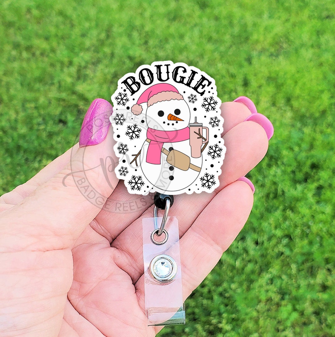 Bougie Snowman Badge Reel Cute Winter Snowman Badge Reel, Christmas ...