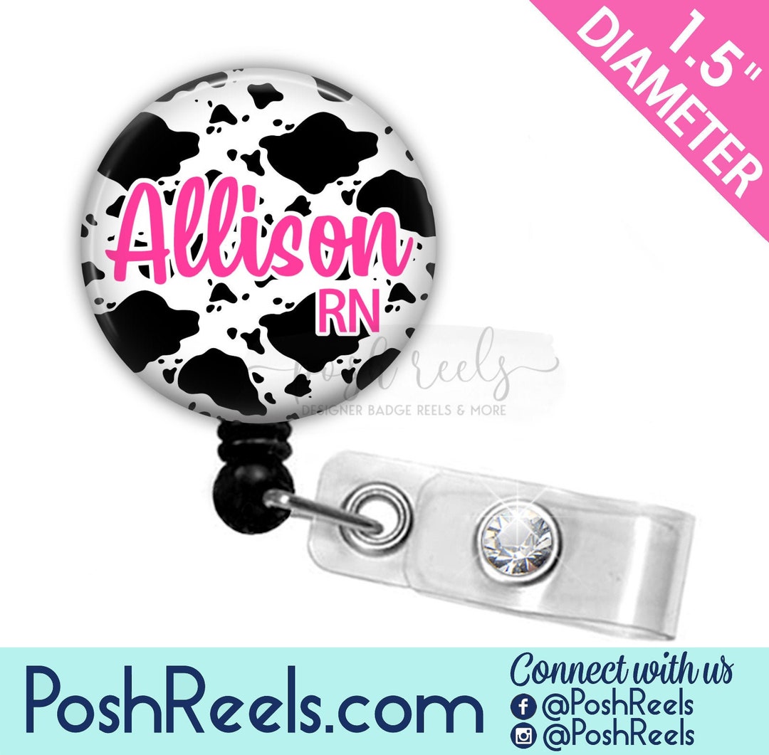 Cow Print Badge Reel Retractable Animal Print Badge Reel - Etsy