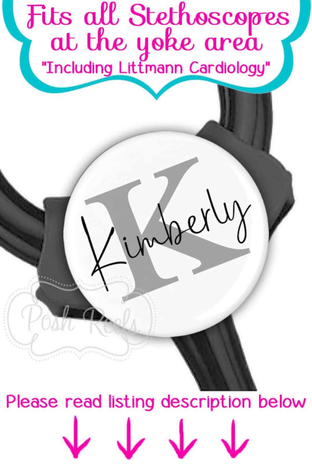 Personalized Stethoscope ID Tag - Custom Initial Yoke Style Cardiology ...