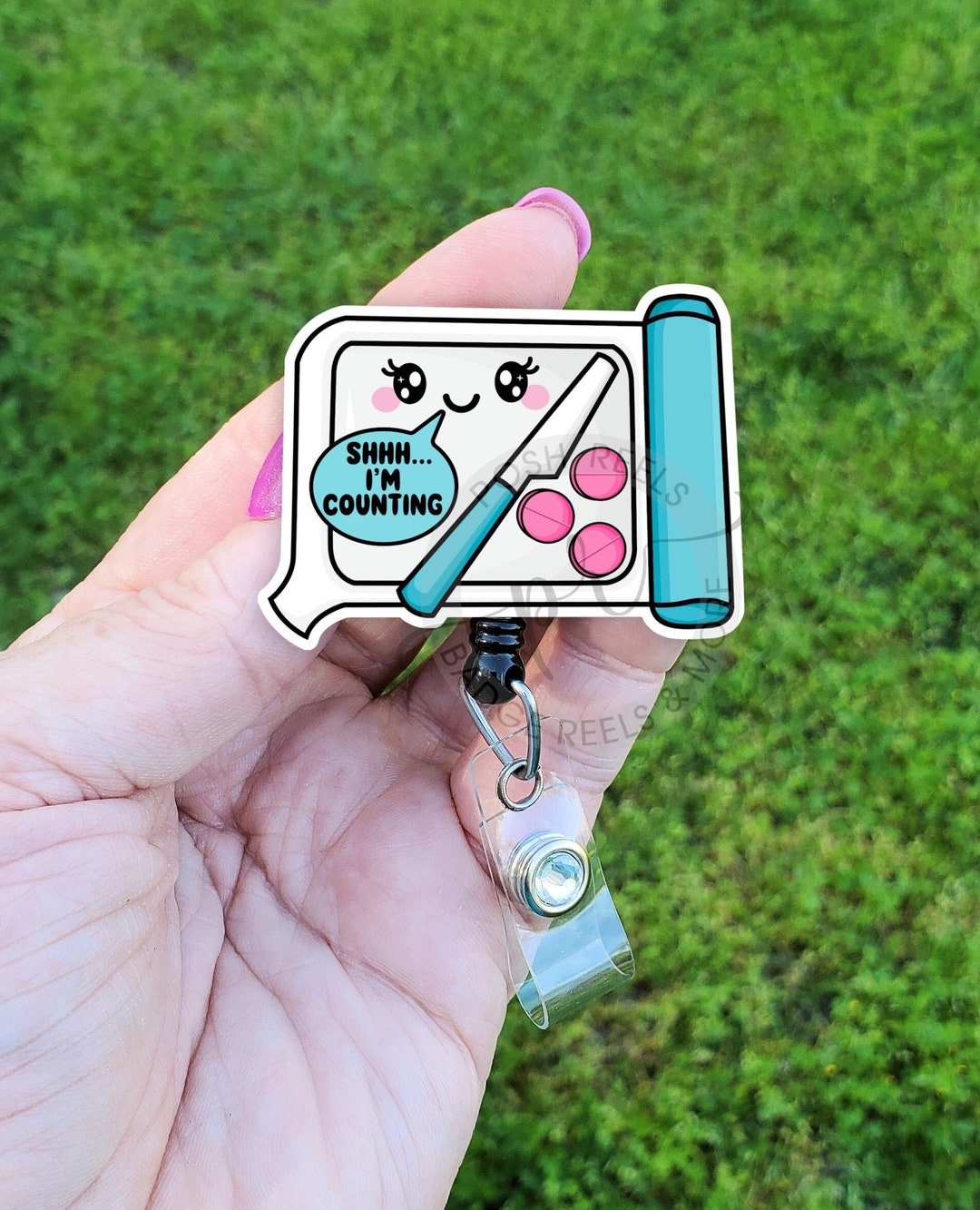 Cute Pharmacy Tech Badge Reel, Shhh I'm Counting Pharmacy Badge Holder ...