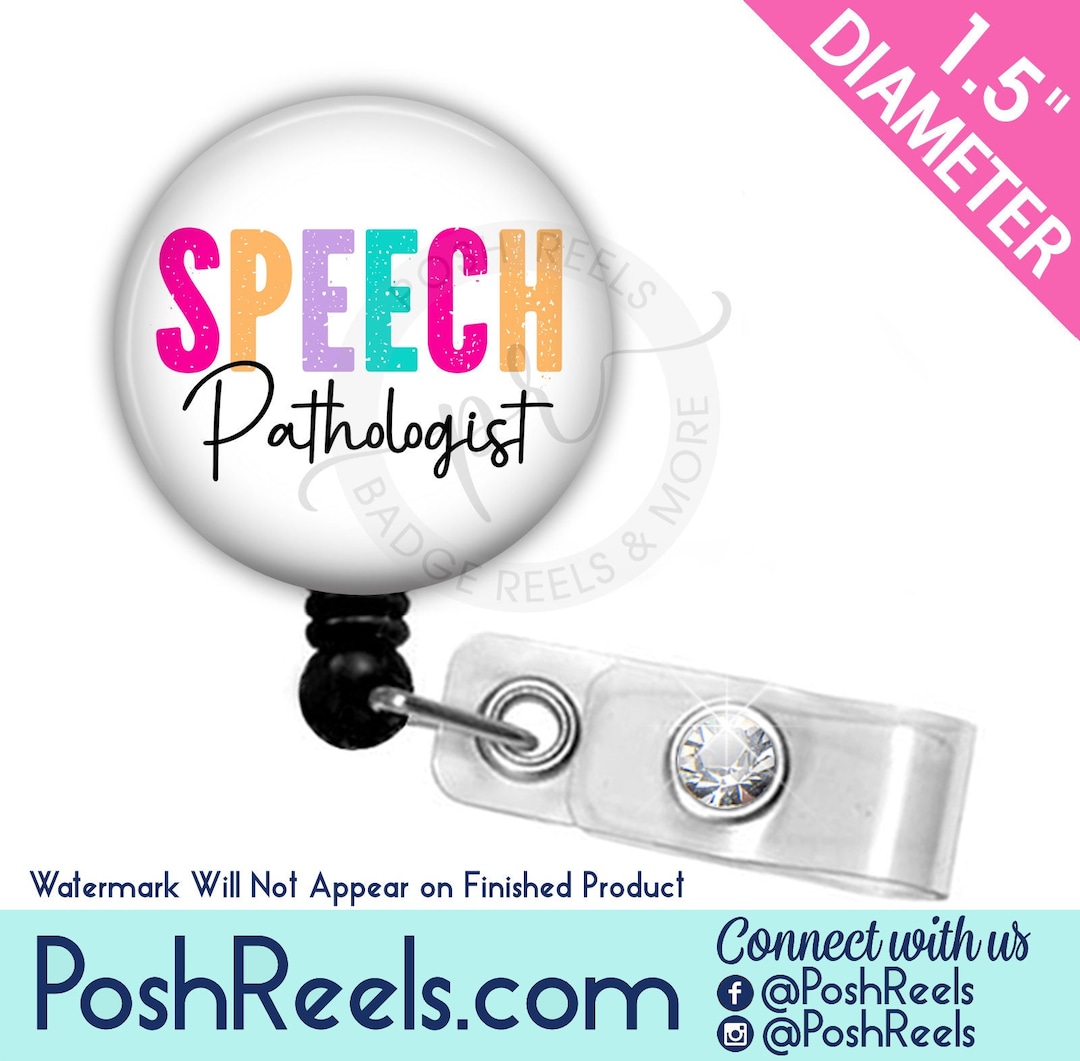 Speech Pathologist Badge Reel - Speech Pathologist Gift - Rainbow SLP ...