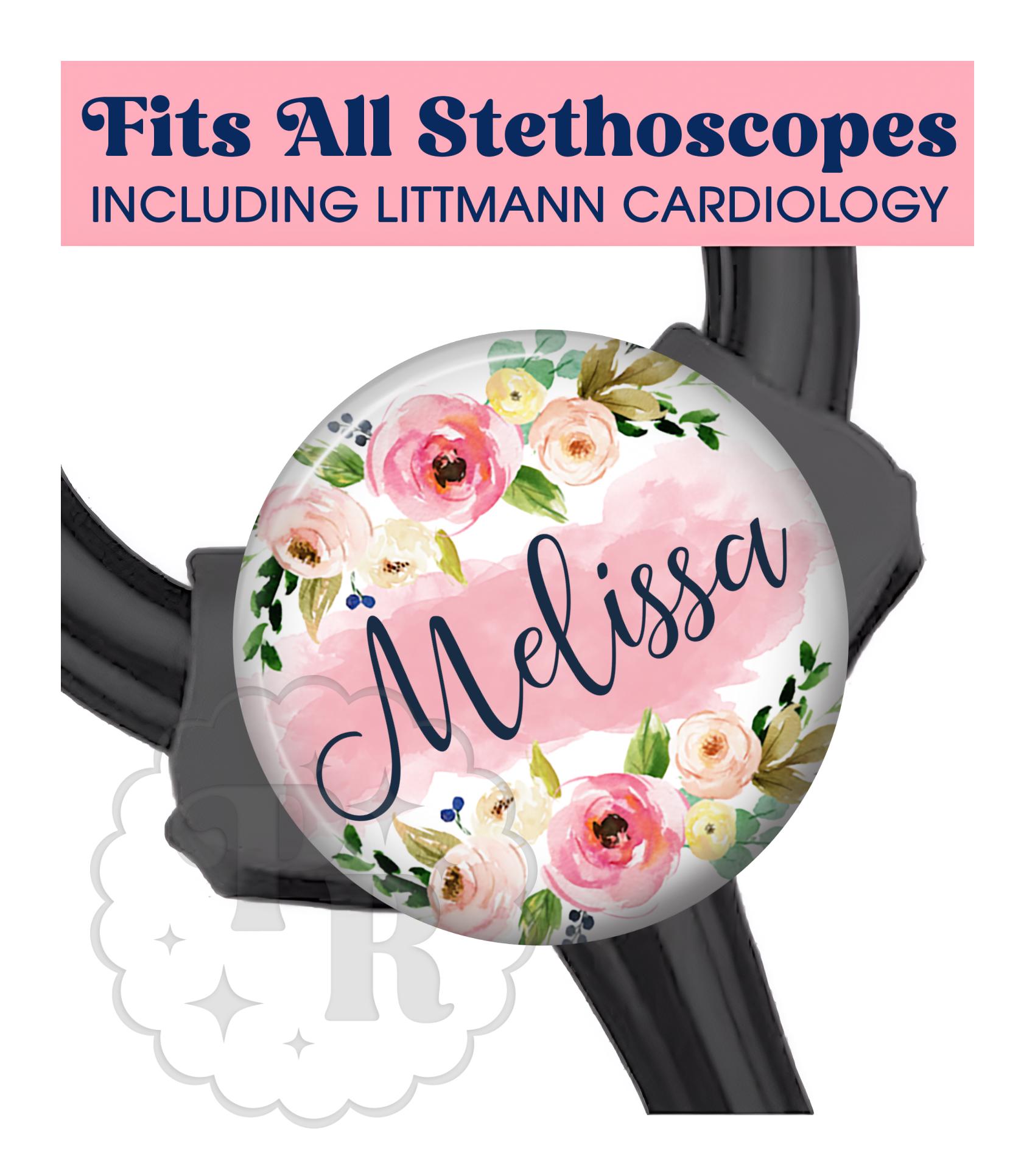 Pink Floral Wreath Stethoscope ID Tag - Cardiology Stethoscope ID Tag ...