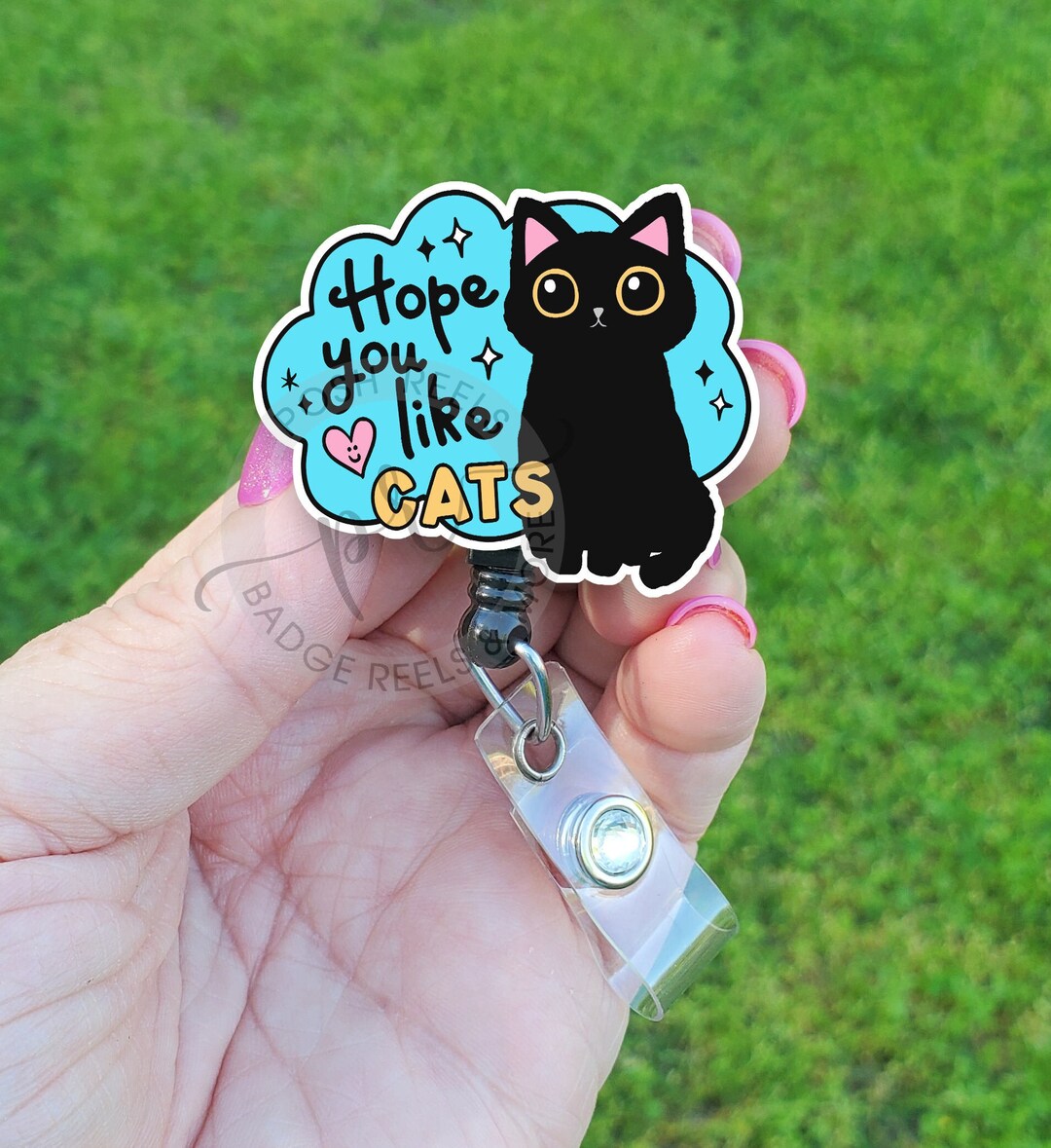Funny Cat Badge Reel, Hope You Like Cats Badge Reel ID Holder, Vet Tech ...