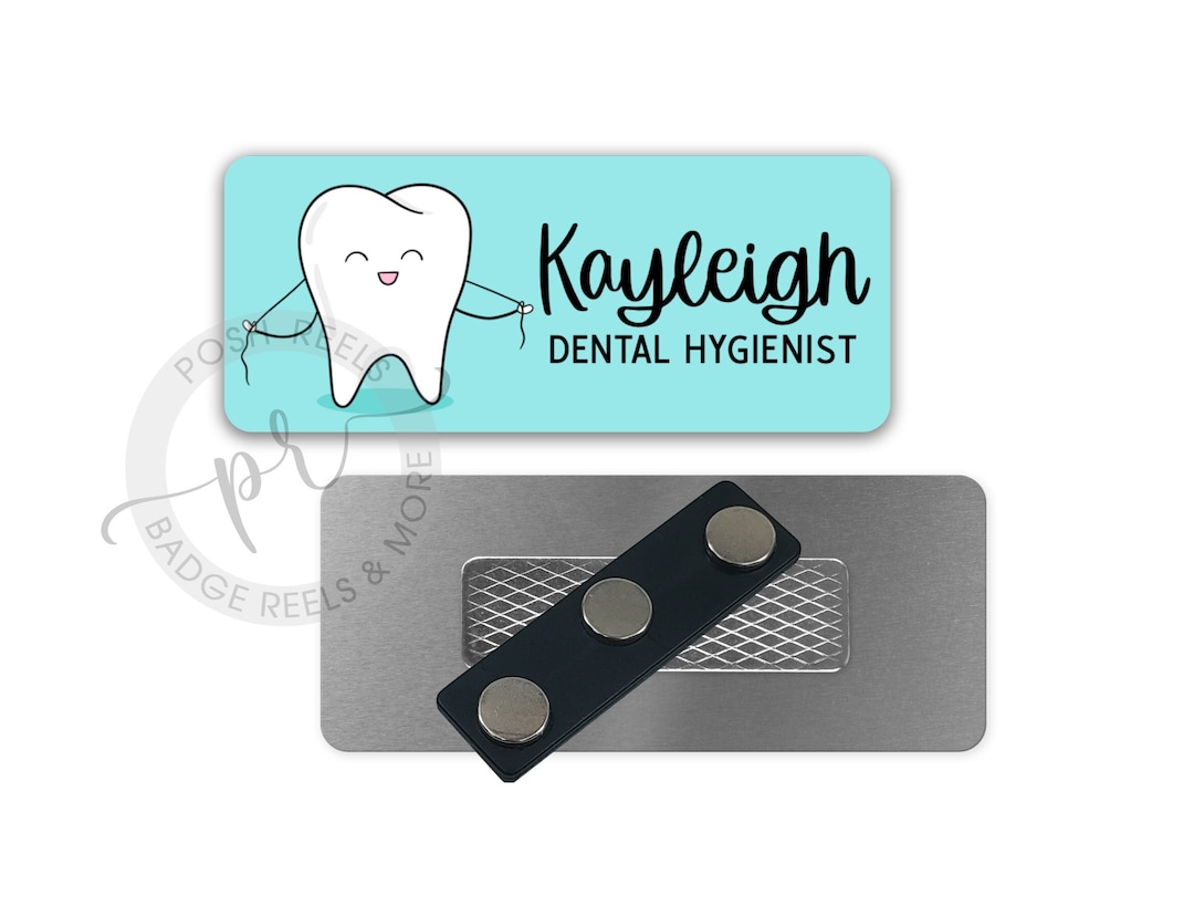 Personalized Dental Name Badge, 1.25 X 3 Magnetic Badge, Dentist Badge ...
