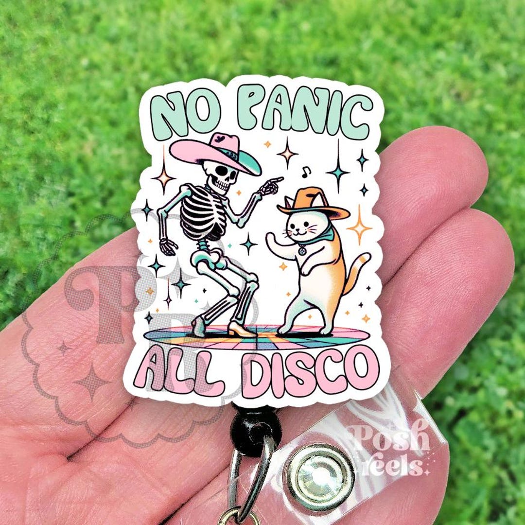 Funny No Panic, All Disco Badge Reel, Funny Skeleton, Possum Acrylic ...