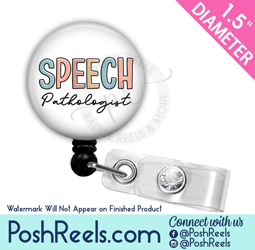 Speech Pathologist Badge Reel Speech Pathologist Gift Rainbow SLP Badge ...