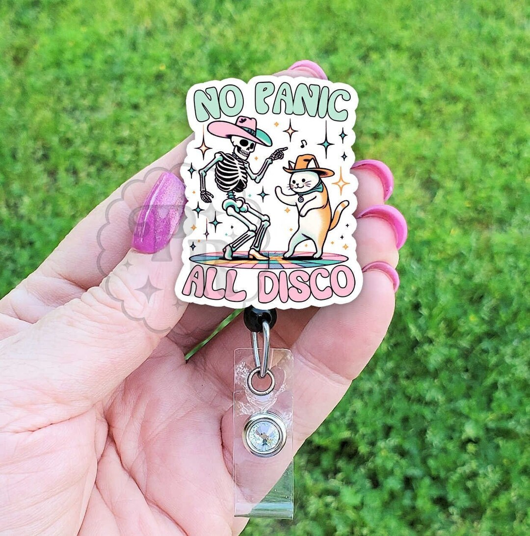 Funny No Panic, All Disco Badge Reel, Funny Skeleton, Possum Acrylic ...