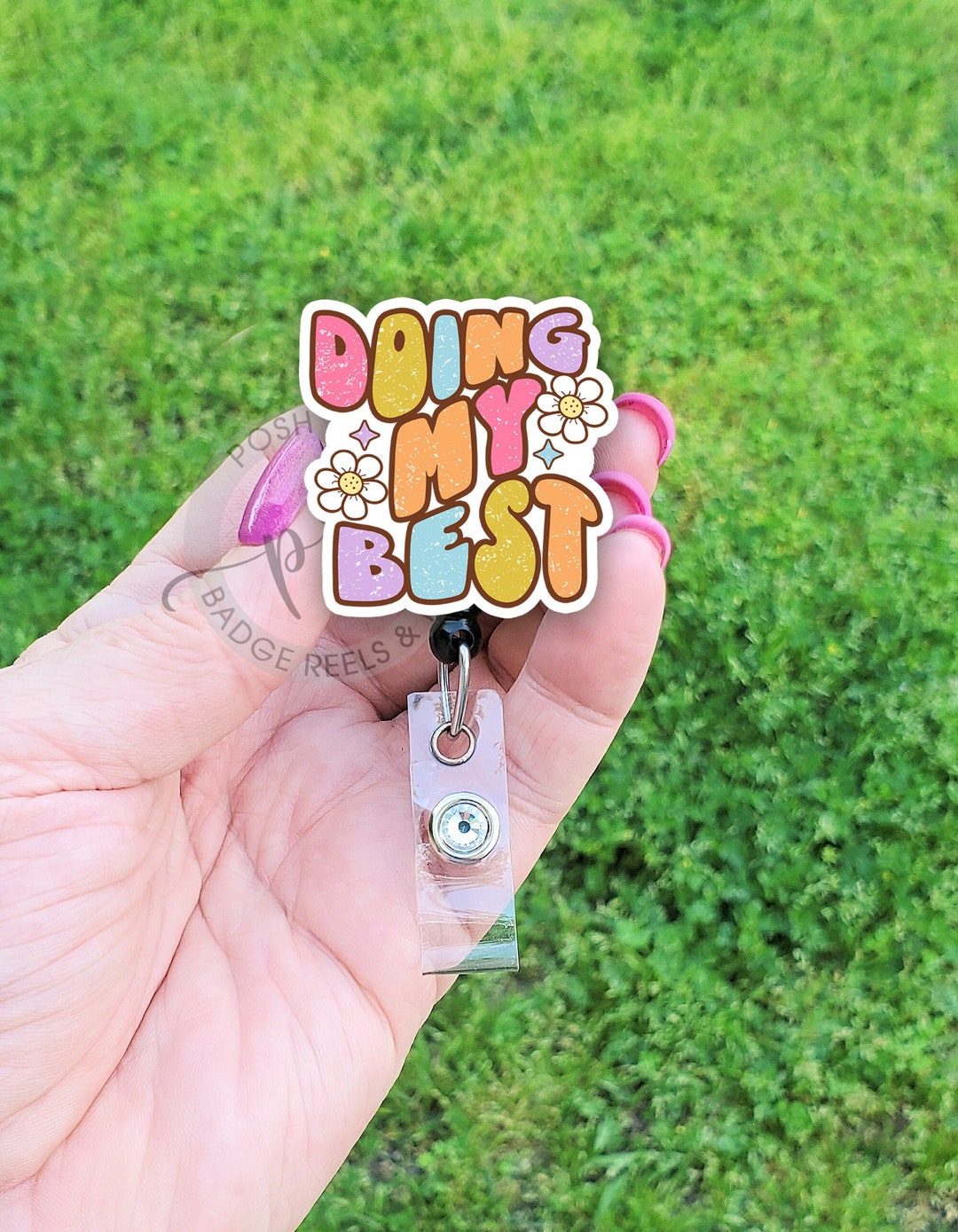 Doing My Best Badge Reel, Motivational Badge Reel ID Holder, Handmade ...