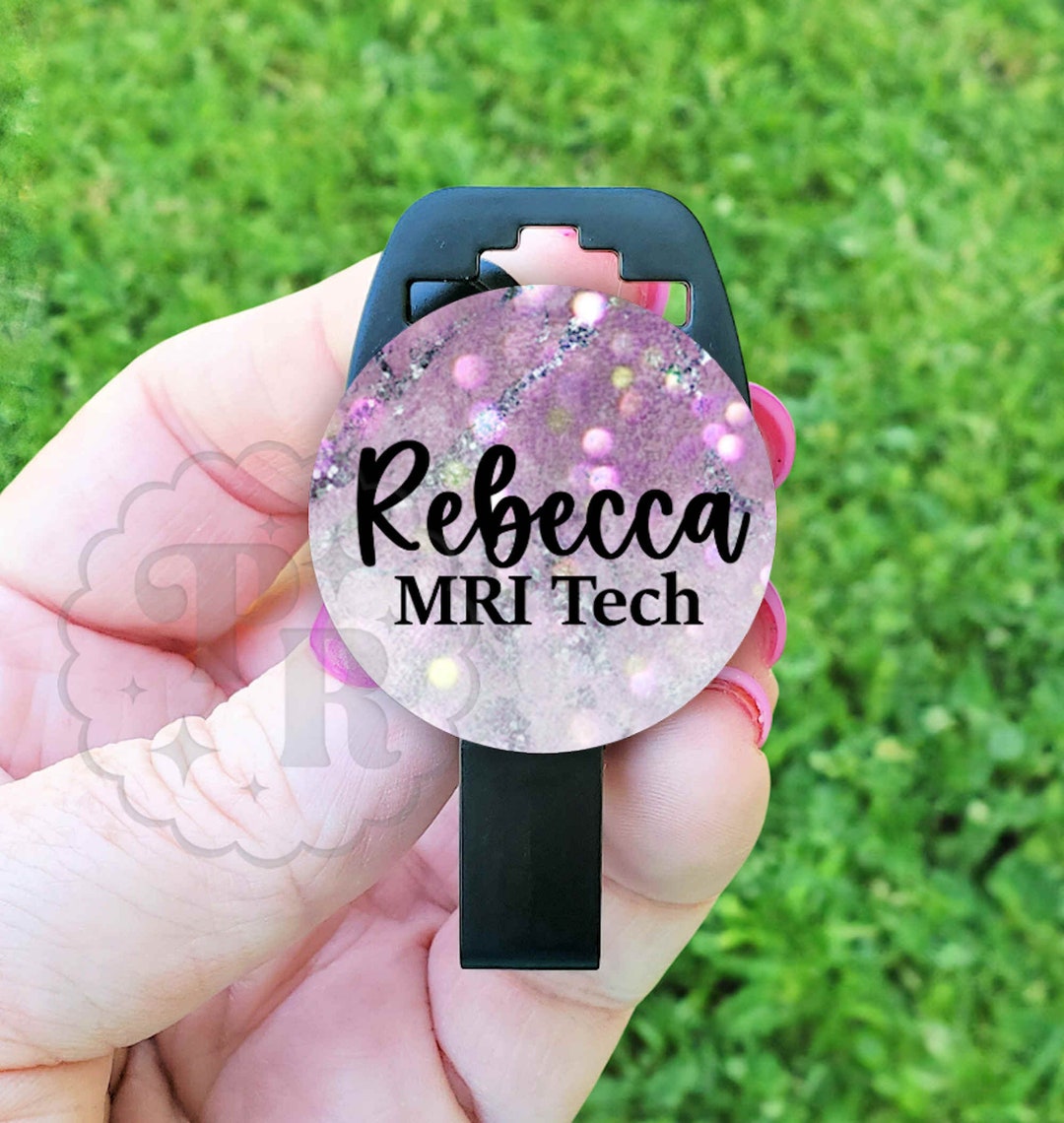 MRI Safe Retractable Badge Reel - Purple and Silver Marble Badge Reel ...