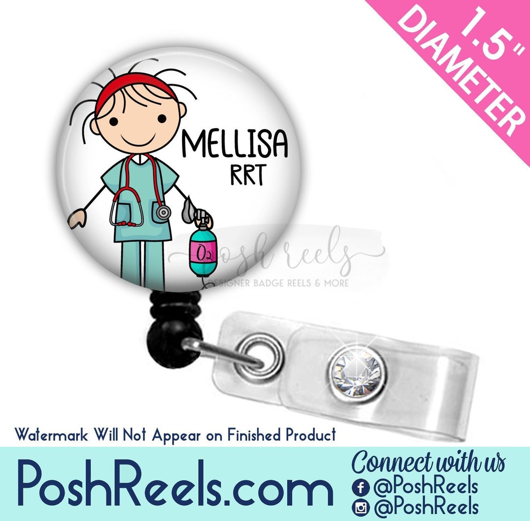 Respiratory Therapist Badge Reel RRT Badge ID Pull RT Gift Cartoon ...
