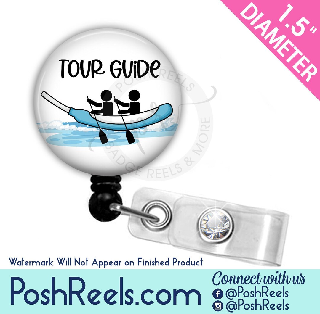 Funny Blue Canoe Badge Reel - Cooter Canoe Tour Guide Badge Reel ...