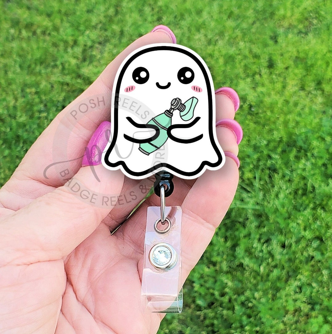 Respiratory Therapist Ghost Badge Reel - Ghost Holding Ambu Bag Badge ...
