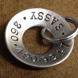 Hand Stamped Dog Tags - Made to Order - 1-1/4" Brushed Stainless Steel ...
