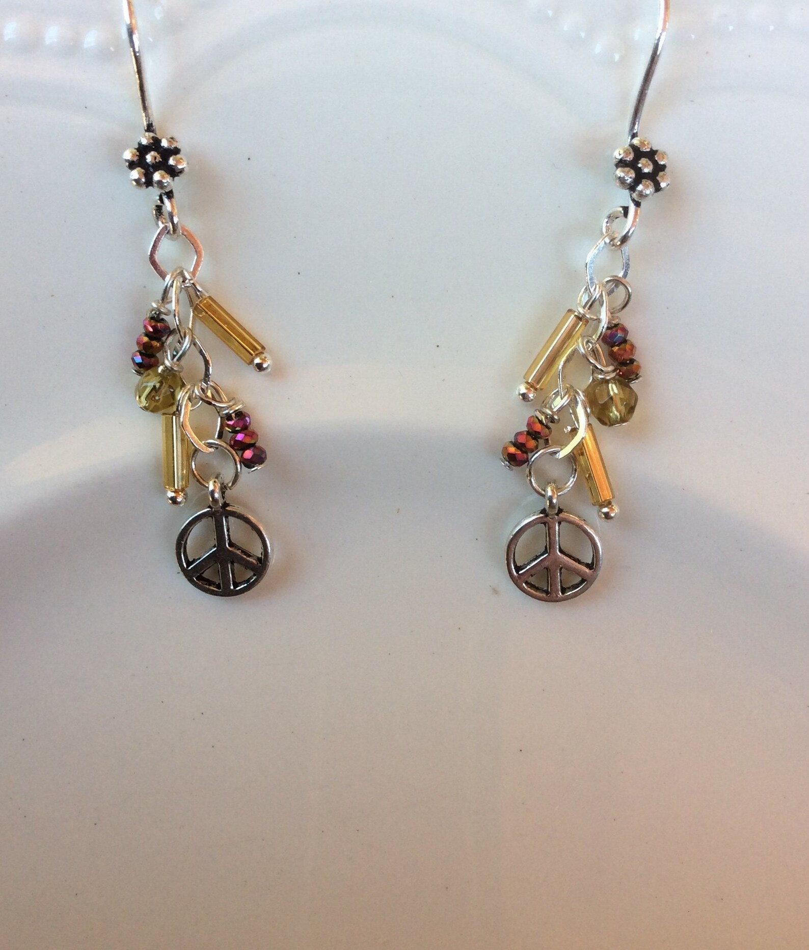 Peace Charm Earrings/silver Peace Sign Jewelry/peace Sign Dangle ...