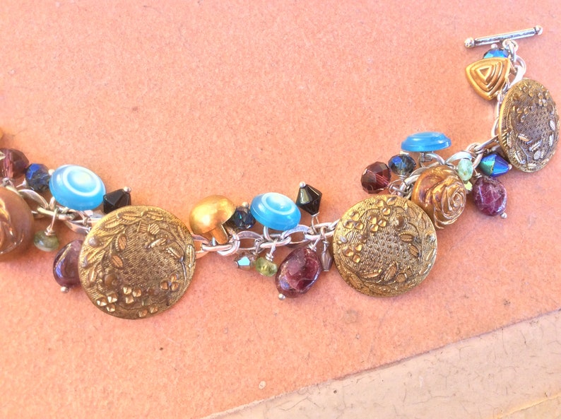 Silver Vintage Button Bracelet/ Antique Assemblage Bracelet/gift/button ...