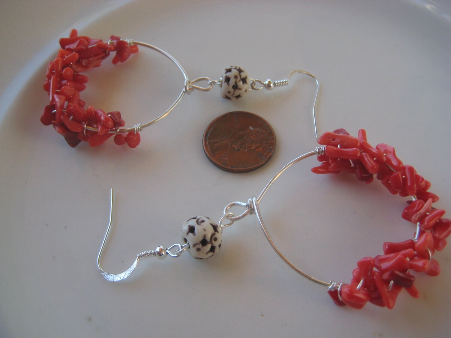 Coral Hoop Earrings/red Hoop Earrings/ Red Coral Jewelry - Etsy