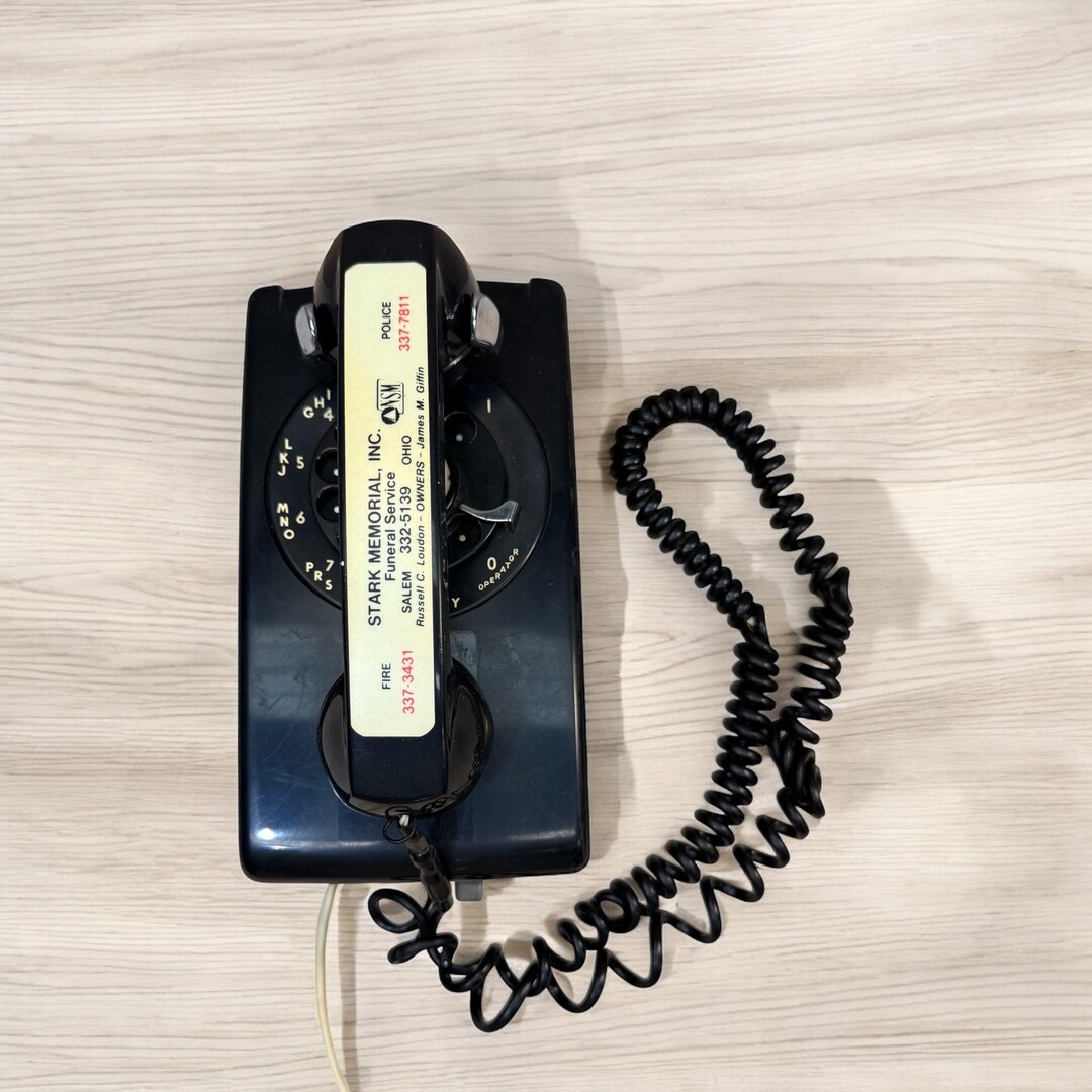 Vintage Rotary Phone Circa 1960 Black Wall Phone - Etsy