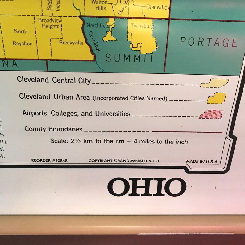 Vintage School Map State Map Ohio Pull Down Map Large - Etsy