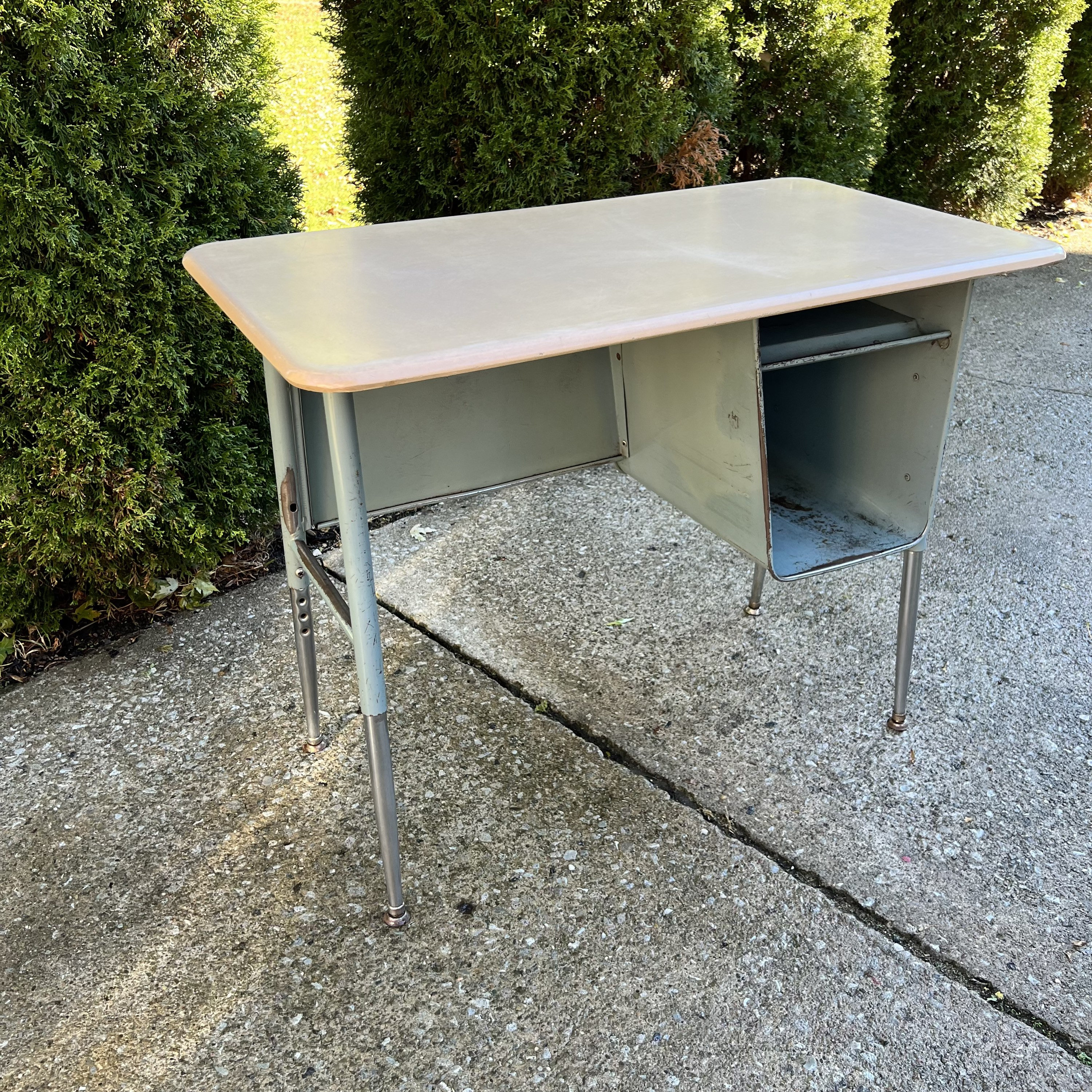 Vintage Metal School Desk