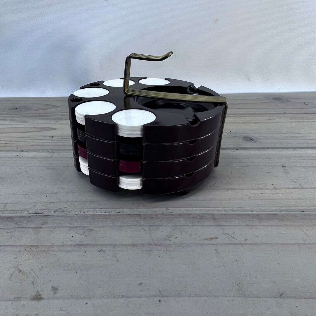 MCM Chip Rack and Ash Tray, Poker Chips Red White and Blue - Etsy