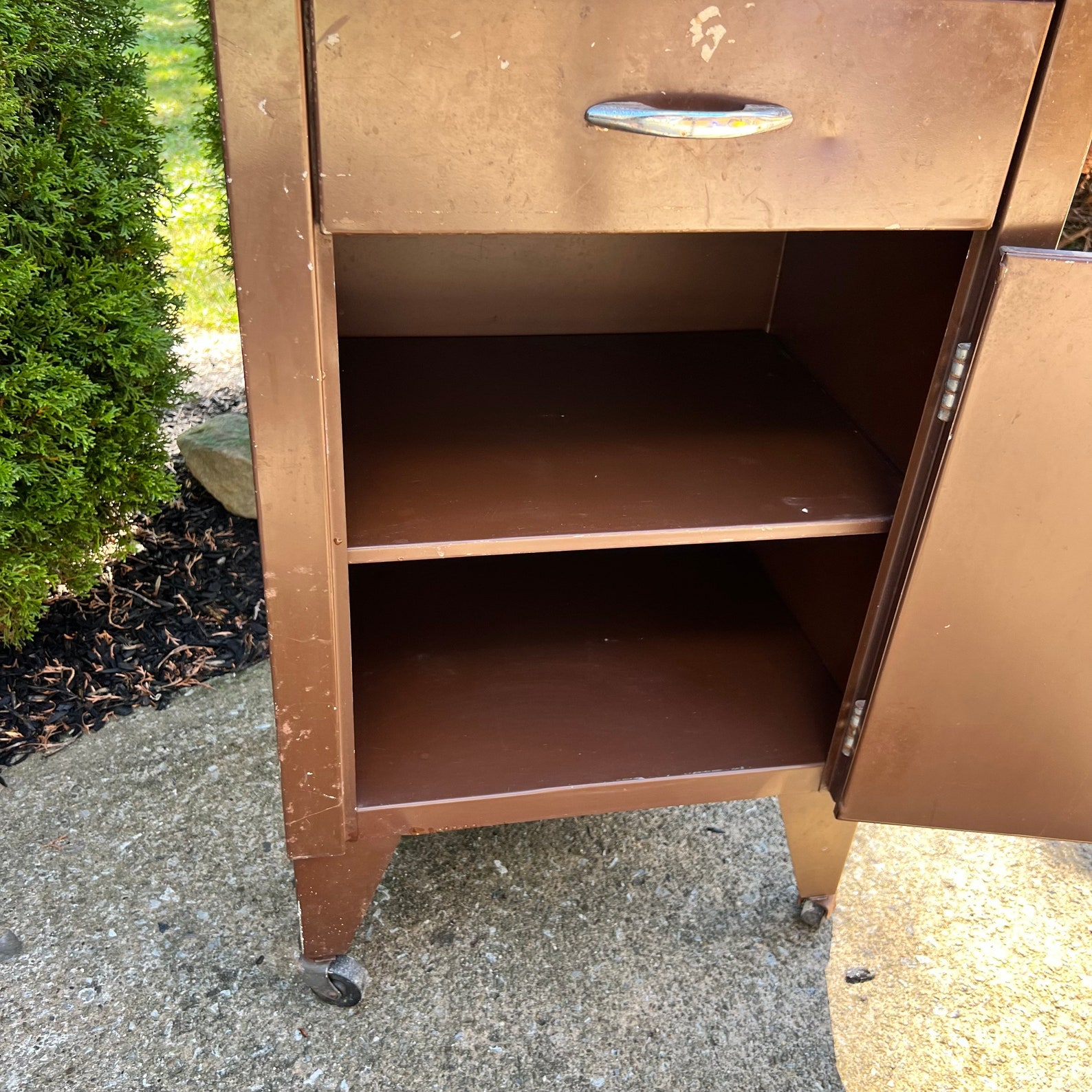 Vintage Metal Kitchen Cabinet Mid Century Brown Kitchen - Etsy