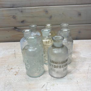 Vintage Science Apothecary Clear Bottle , Embossed Chemistry Classroom ...