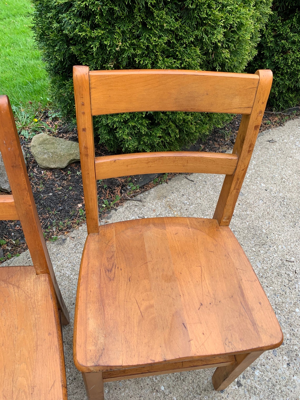 Vintage Wood School Chair Large Seat Size Mid Century Vintage | Etsy