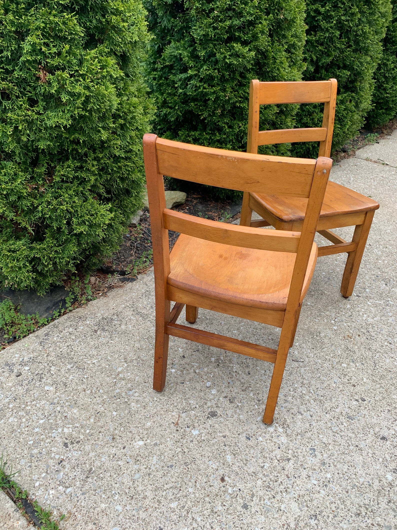 Vintage Wood School Chair Large Seat Size Mid Century Vintage | Etsy