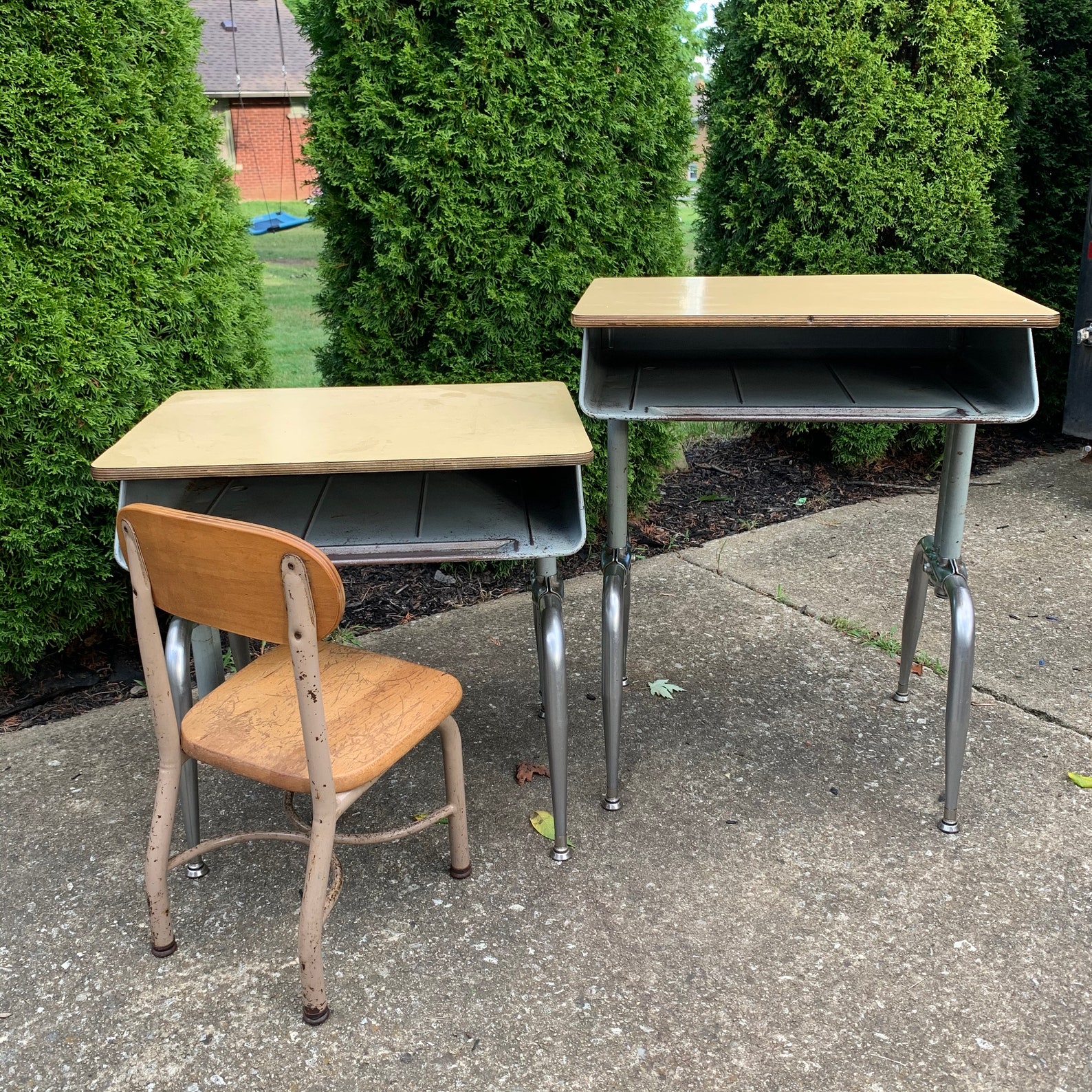 Vintage School Desk Metal school Desk Adult Size Desk | Etsy