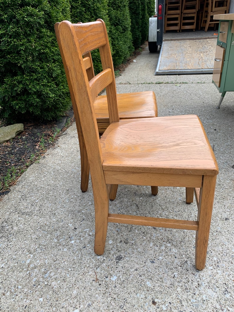 Vintage Wood School Chair Large Seat Size Mid Century Vintage - Etsy