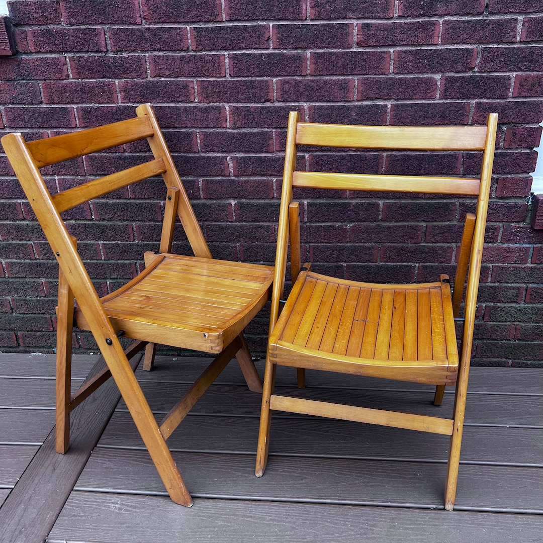 Vintage Adult Wood Folding Chair, Wood Chairs, Event Chairs, Pair ...
