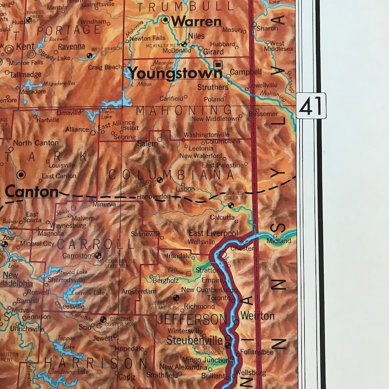 Vintage School Map State Map Ohio Pull Down Map Large - Etsy