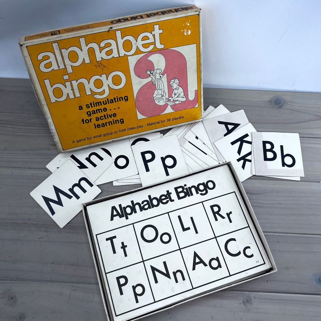 Vintage Game Board Game Alphabet Bingo Boards, Pre-school, Kindergarten ...