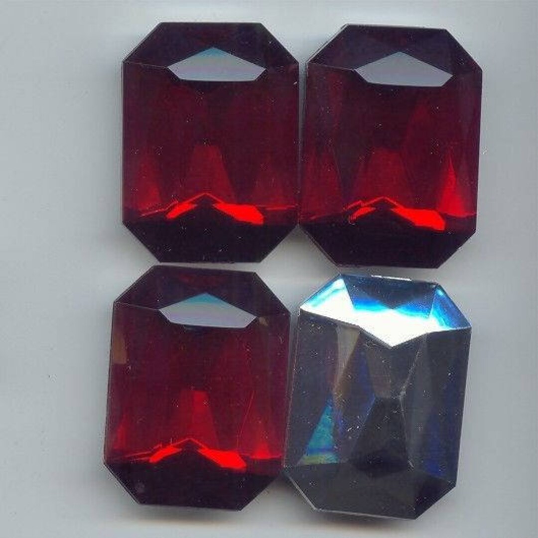 6 Vintage Ruby Acrylic 40x30mm. Octagon Faceted Gem Jewels 6845 - Etsy