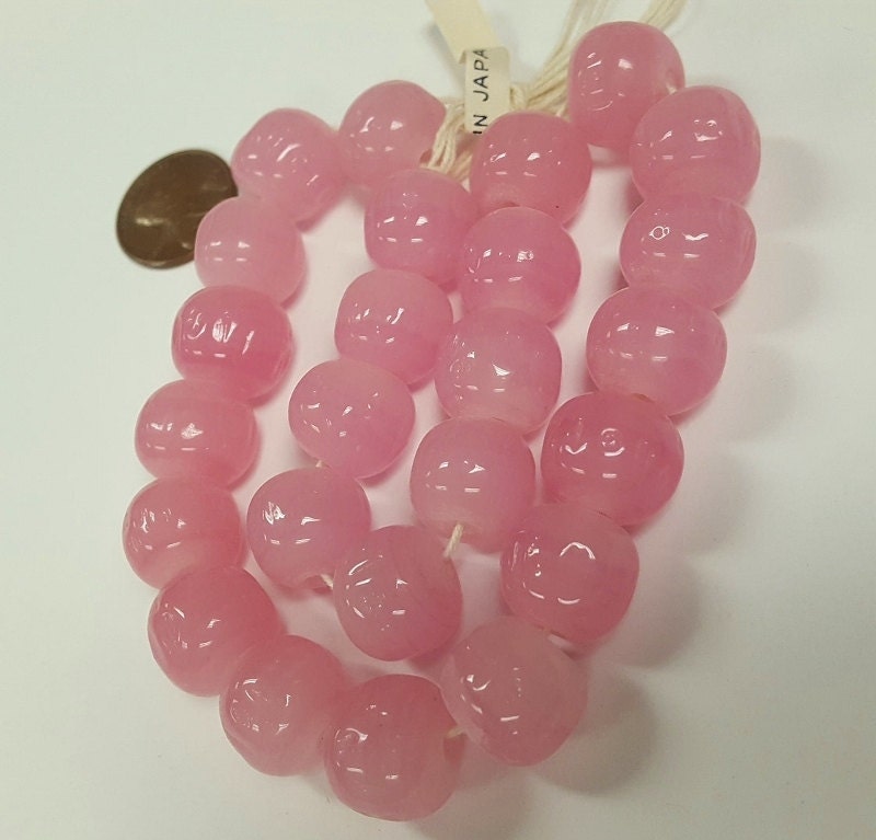 24 Vintage Japan Cherry Brand Glass Rose Quartz 14mm. Baroque - Etsy