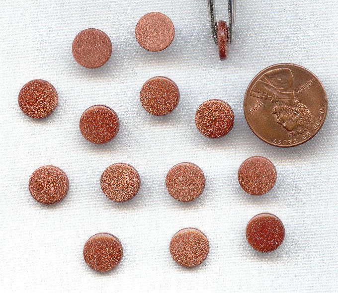 2 Vintage Genuine Gold Sandstone 9mm. Sparkly Round Plaque | Etsy