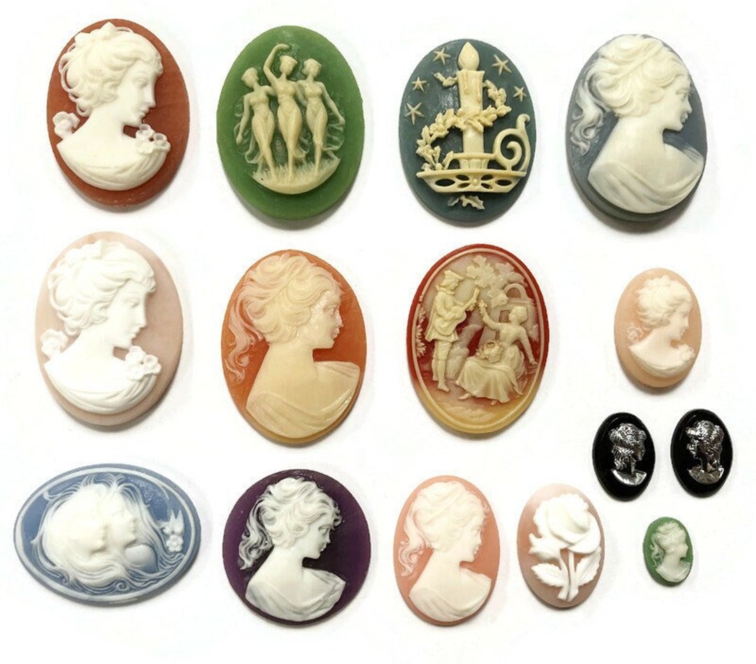 15 Vintage Cameos Assorted Resin Acrylic Cameo Lot DIY - Etsy