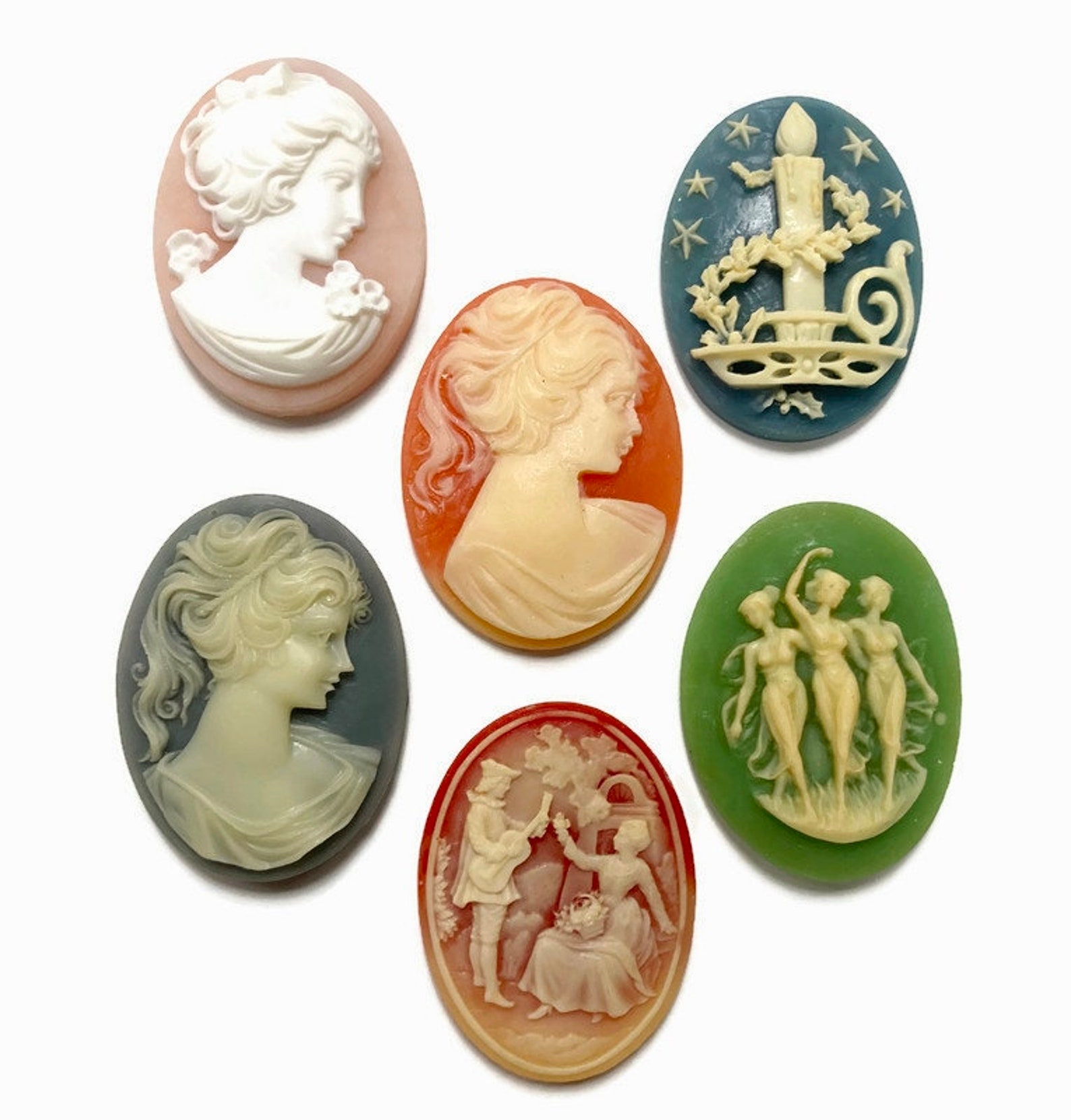 15 Vintage Cameos Assorted Resin Acrylic Cameo Lot DIY - Etsy
