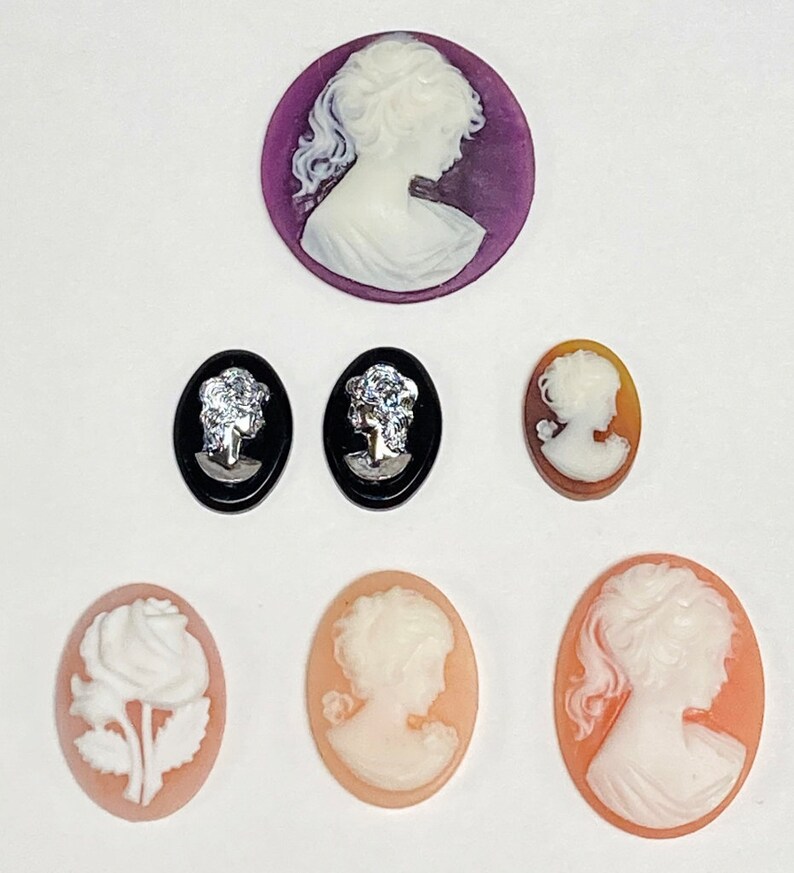 15 Vintage Cameos Assorted Resin Acrylic Cameo Lot DIY - Etsy