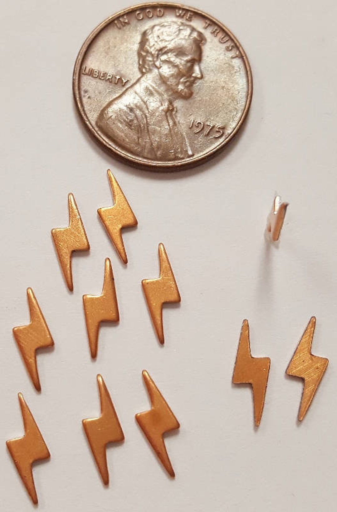 18 Vintage Lightning Bolt Flat 10x4 Copper Coated Steel Stamping ...