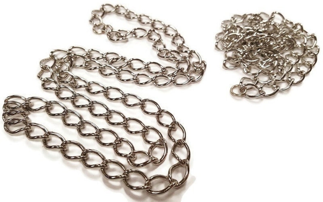 Vintage Silver Plated Steel 30" Continuous 8mm Curb Chain Section ...