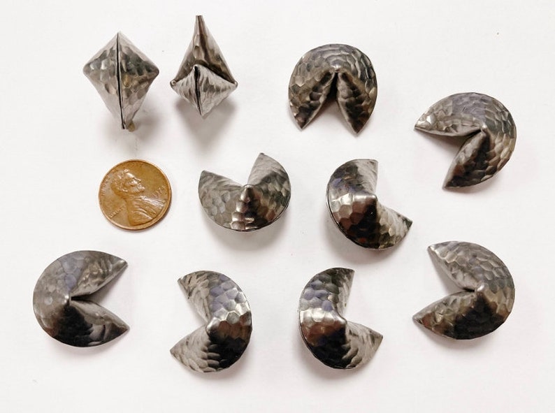 4 Vintage Hammered Steel Fortune Cookies 24x18mm. Metal - Etsy