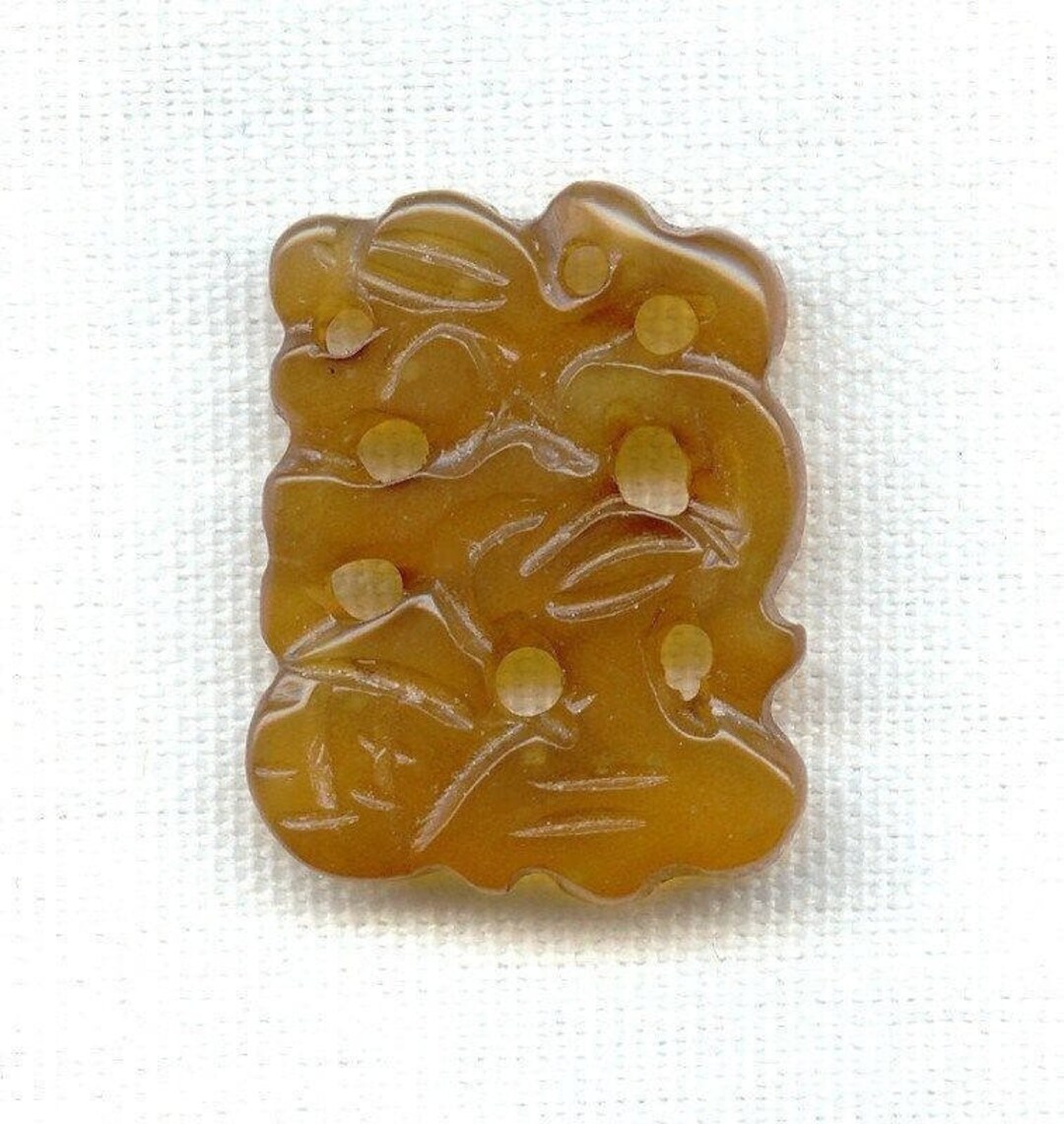Genuine Light Brown Jadeite Chinese Jade 23x18mm. Floral Rectangle ...