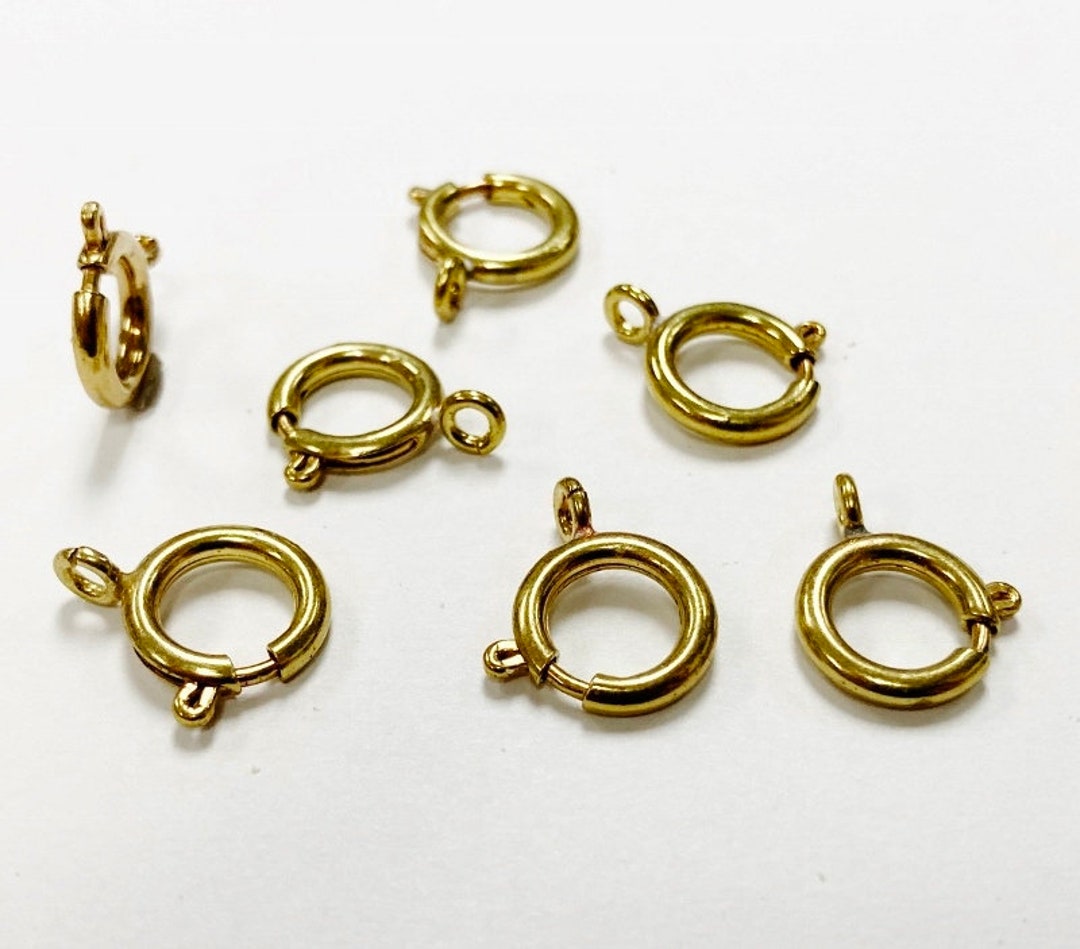 18 Pieces Vintage Brass Round 12mm. Ring With Steel Spring Clasps DIY ...